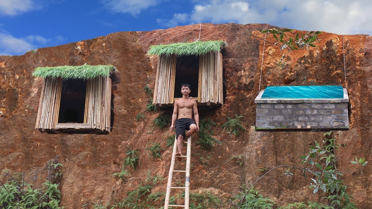 Digging a cliff for a shower tank
