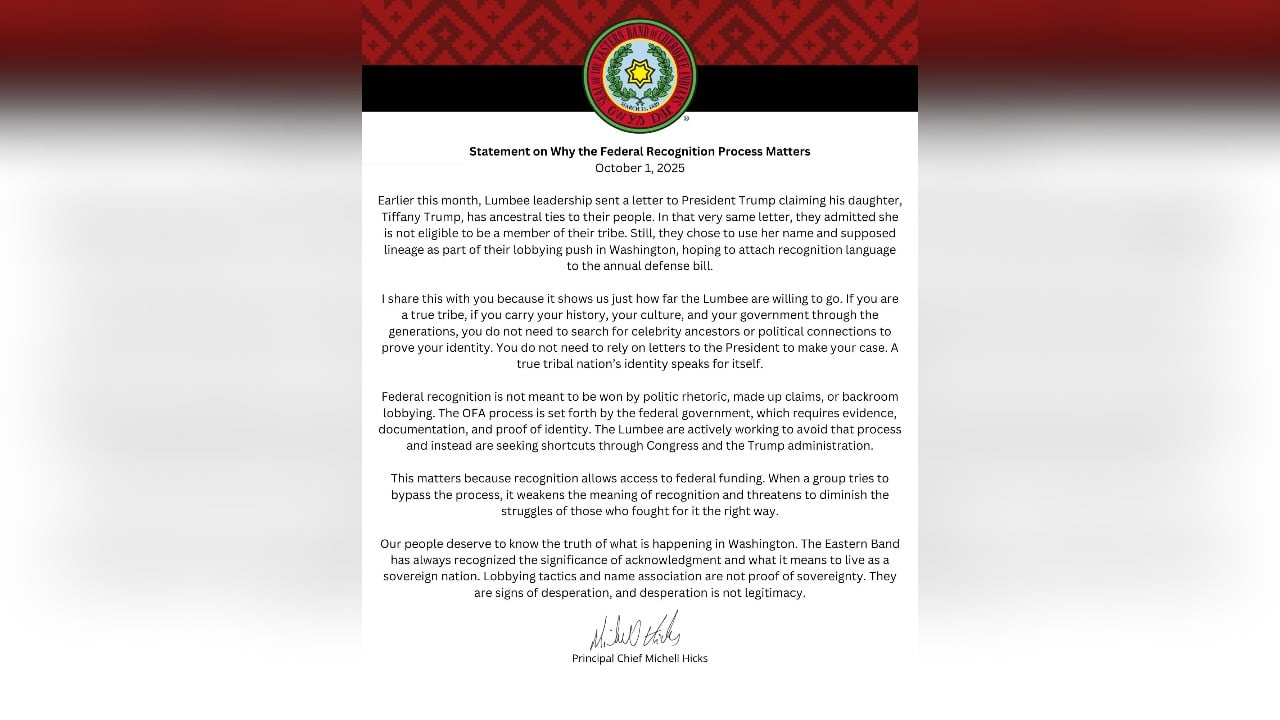 Cherokee criticize Lumbee letter to president claiming Tiffany Trump ...