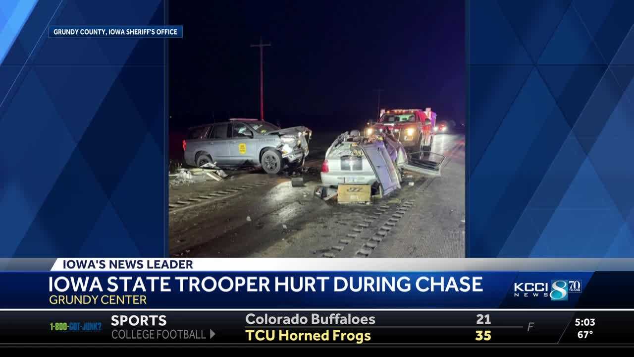 High-speed chase in Grundy Center ends in crash, injuring state trooper ...