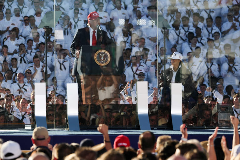 'Gotta take a little credit': Trump repeats debunked claim during Navy ...
