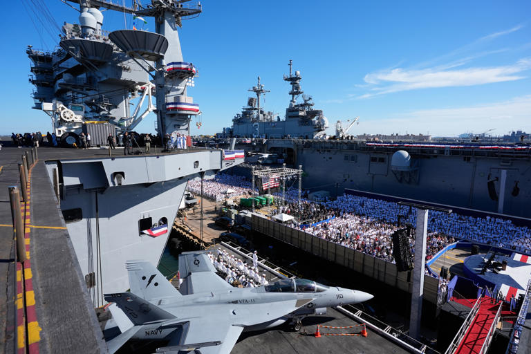 PHOTOS: President Trump addresses sailors at Naval Station Norfolk
