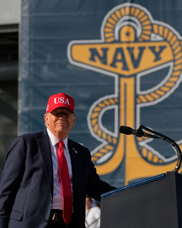PHOTOS: President Trump addresses sailors at Naval Station Norfolk