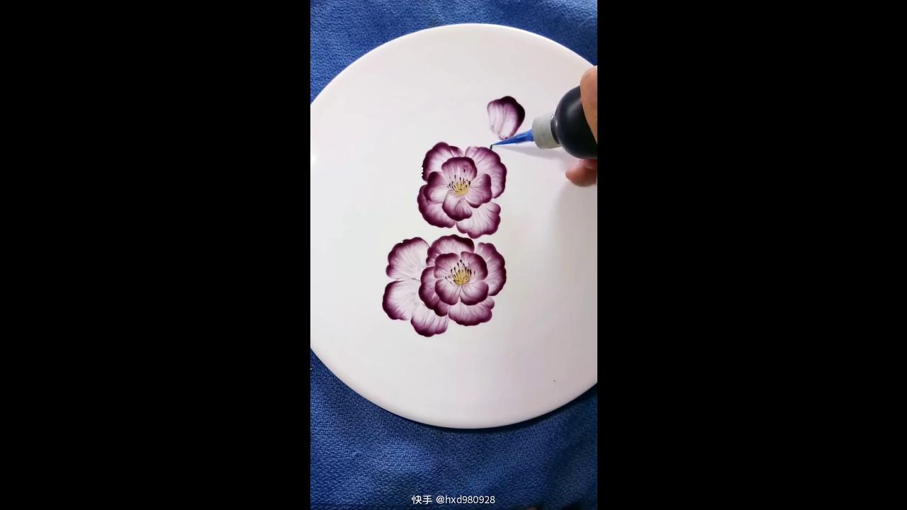Drawing A Beautiful Purple Flower On A Plate