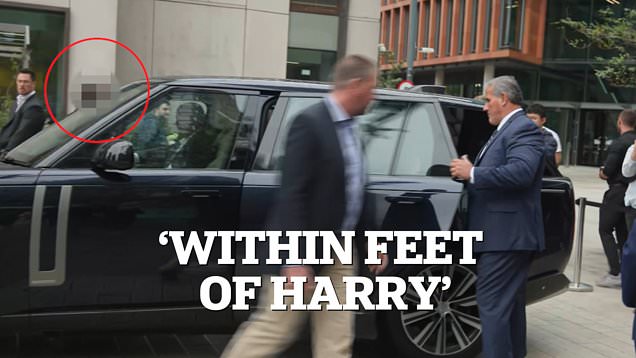 Moment known stalker 'came within feet of Harry while he was in UK'
