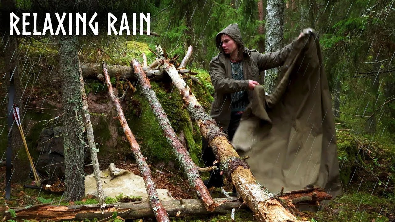 Camping in a Rainy Forest: Surviving Heavy Rain in a Cozy Shelter