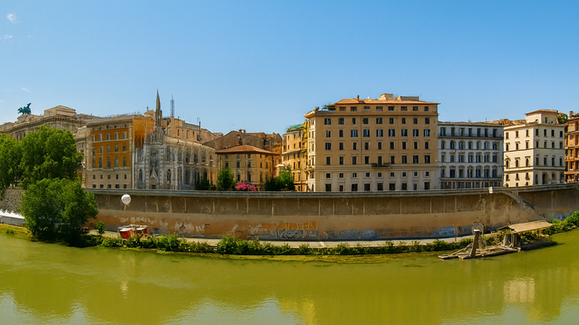 Walking Tour Along the Tiber River and Historic Rome Streets (4K)