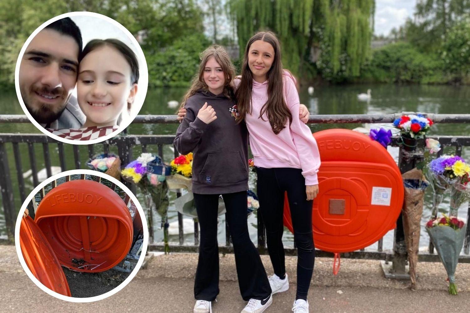 Vandals target life buoys installed by girl in memory of her father who ...