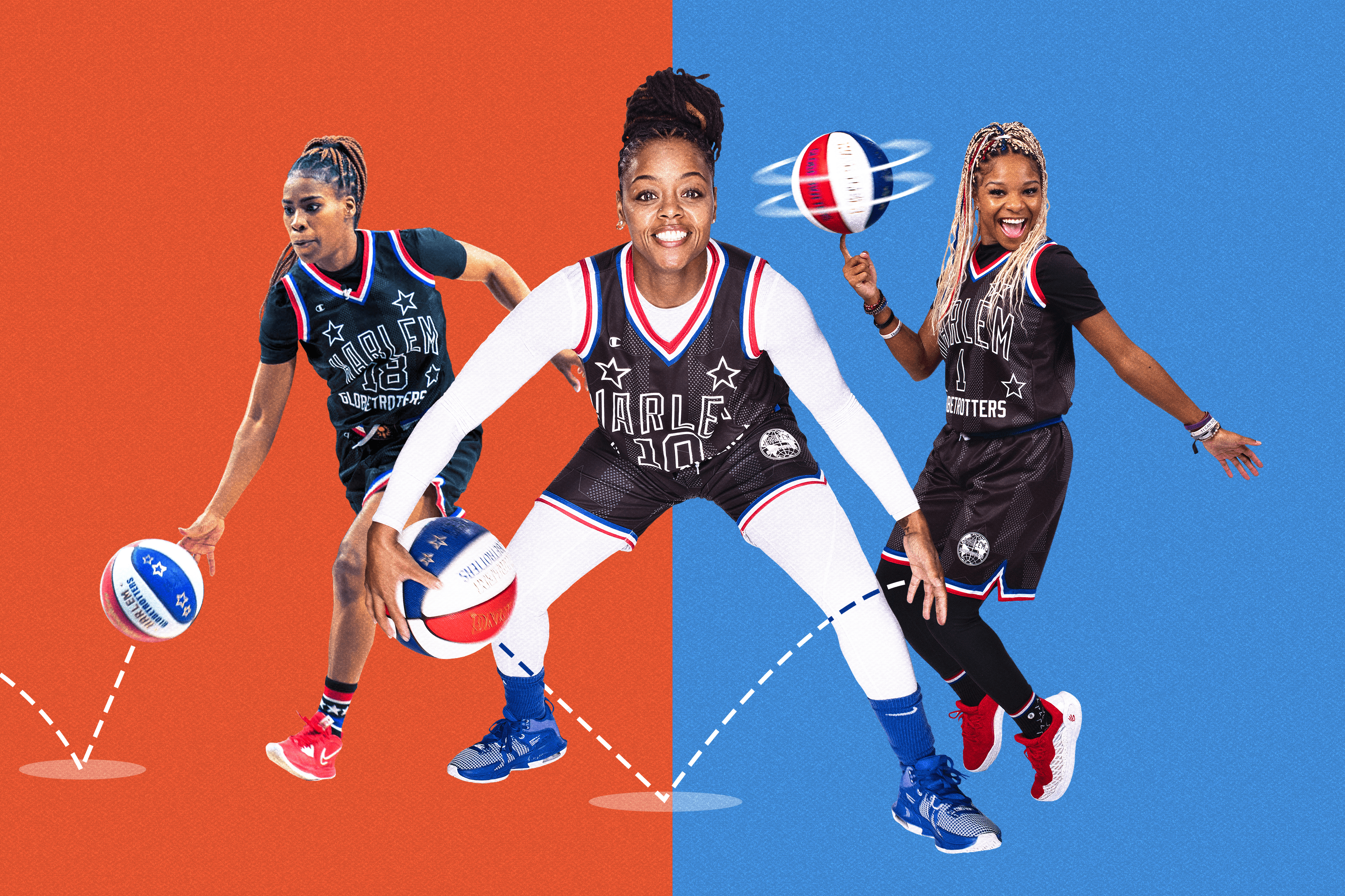 The women of the Harlem Globetrotters play over 100 games a year. They do it to stand out, smash ...