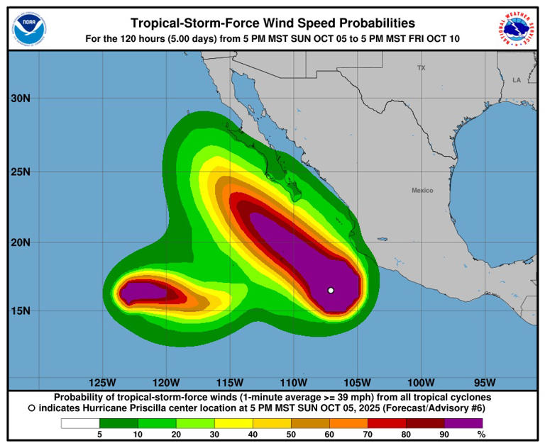 Hurricane Priscilla strengthens in the Pacific off southwestern Mexico