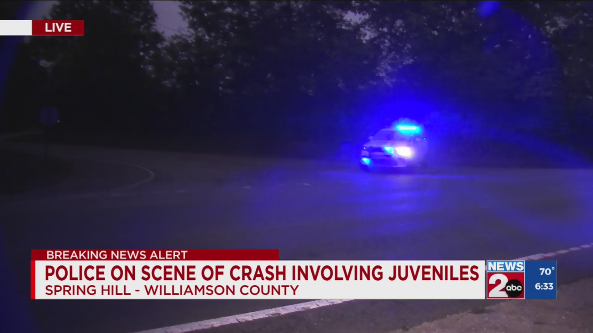 Police on scene of crash involving juveniles in Spring Hill