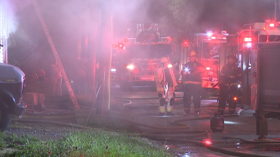 Explosions heard at scene of Cleveland house fire