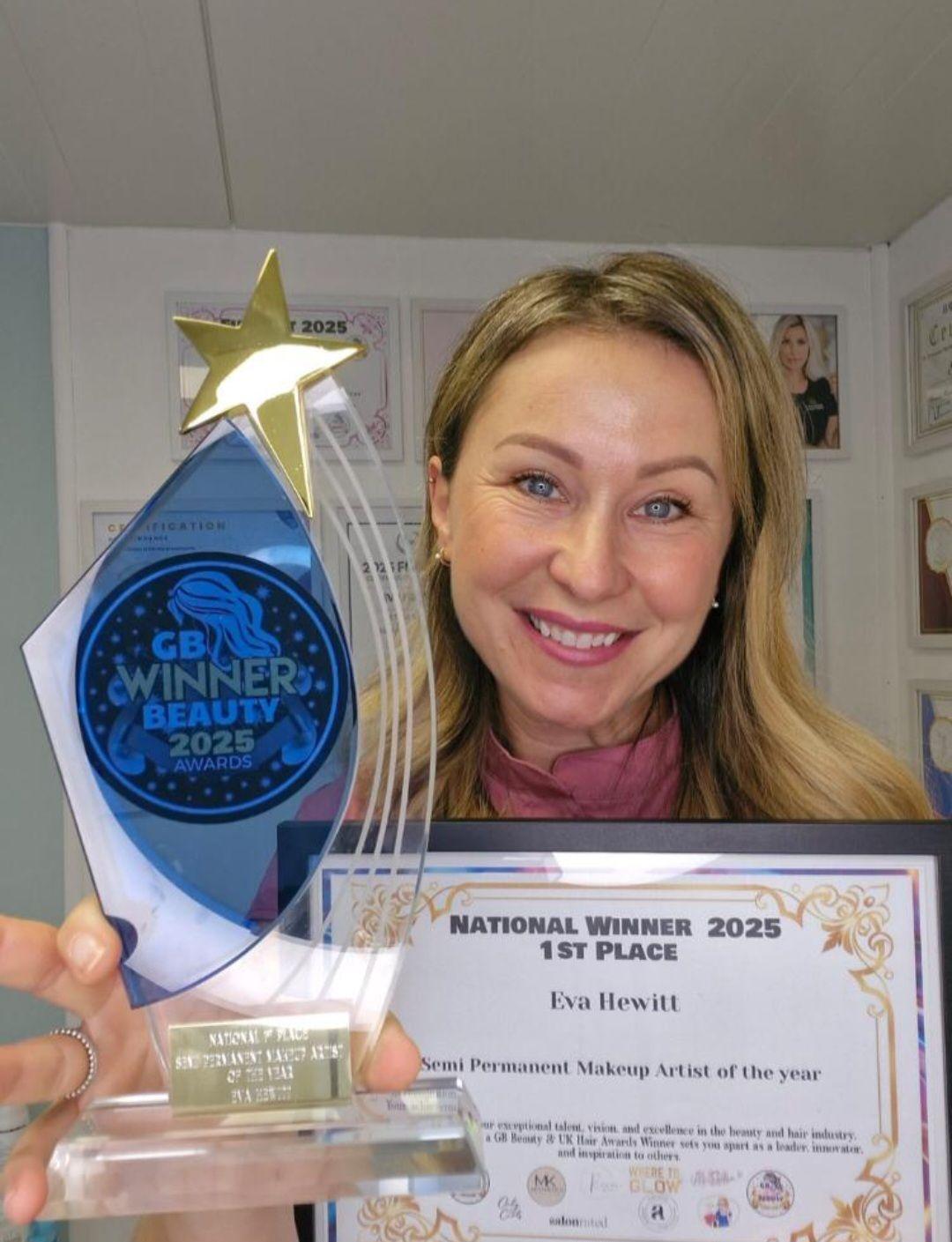 EH permanent makeup national Winner at GB Beauty Awards 2025