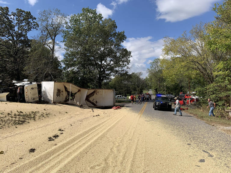 3 injured in crash involving semi hauling corn