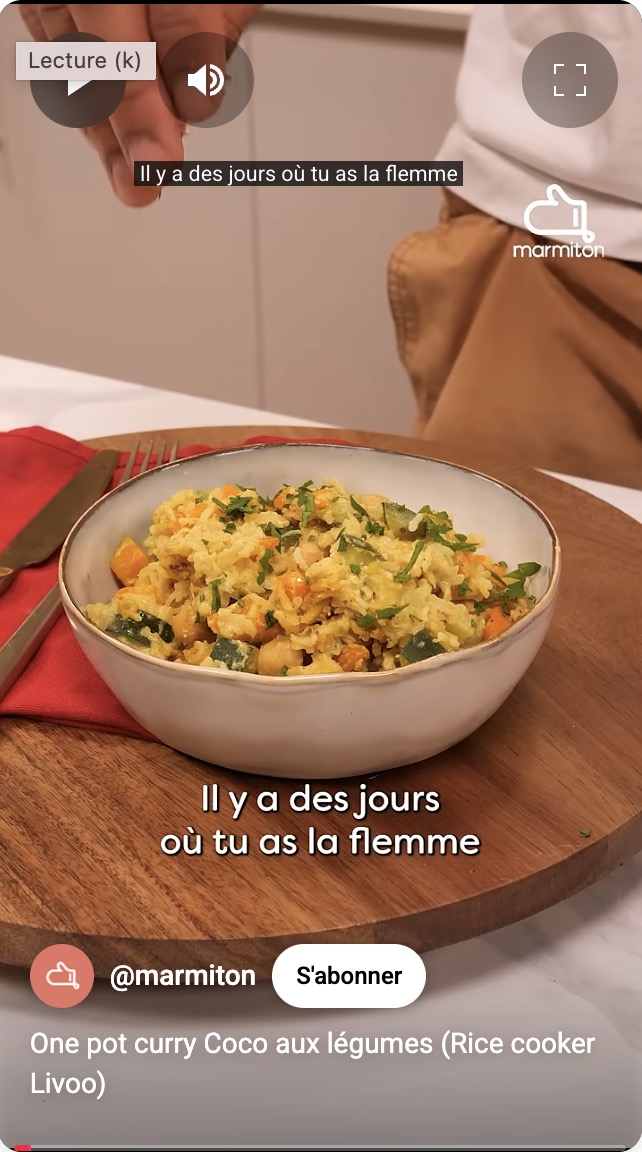 One pot curry Coco aux légumes (Rice cooker Livoo)