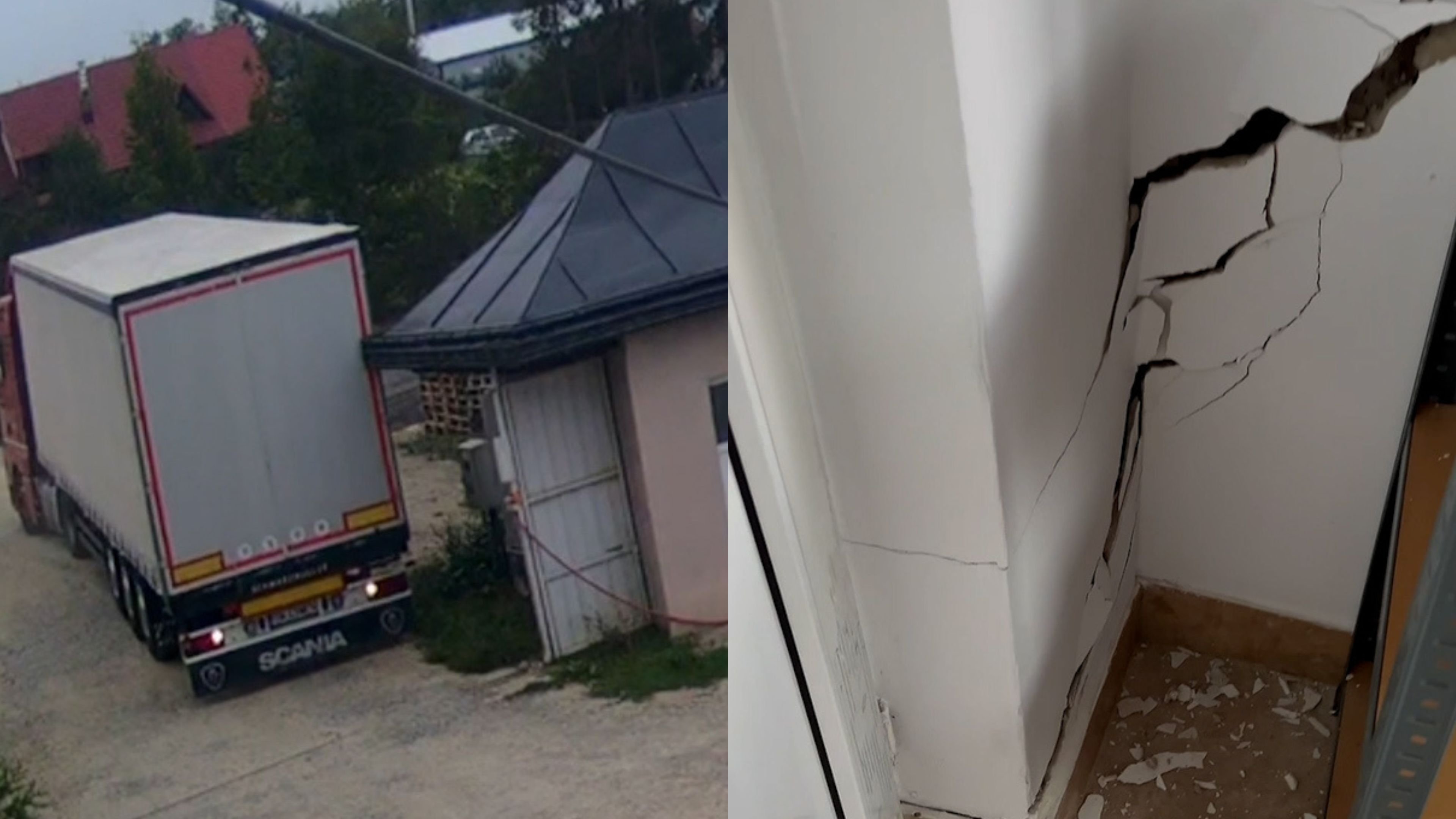CCTV shows truck ramming building causing severe structural damage