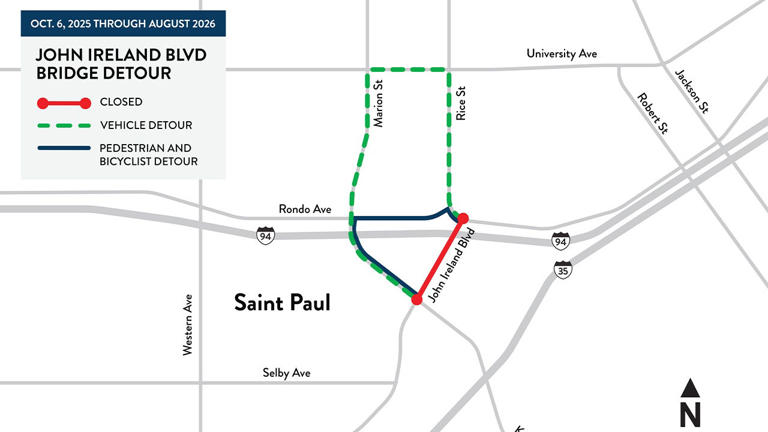 John Ireland Blvd bridge in St. Paul closed until summer 2026 for repairs