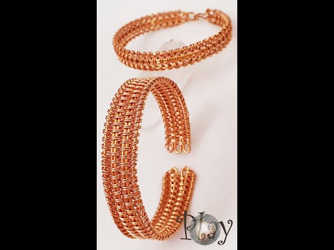 Play with wire | Weaving basic wire | Cuff bracelet | thick bangles ...