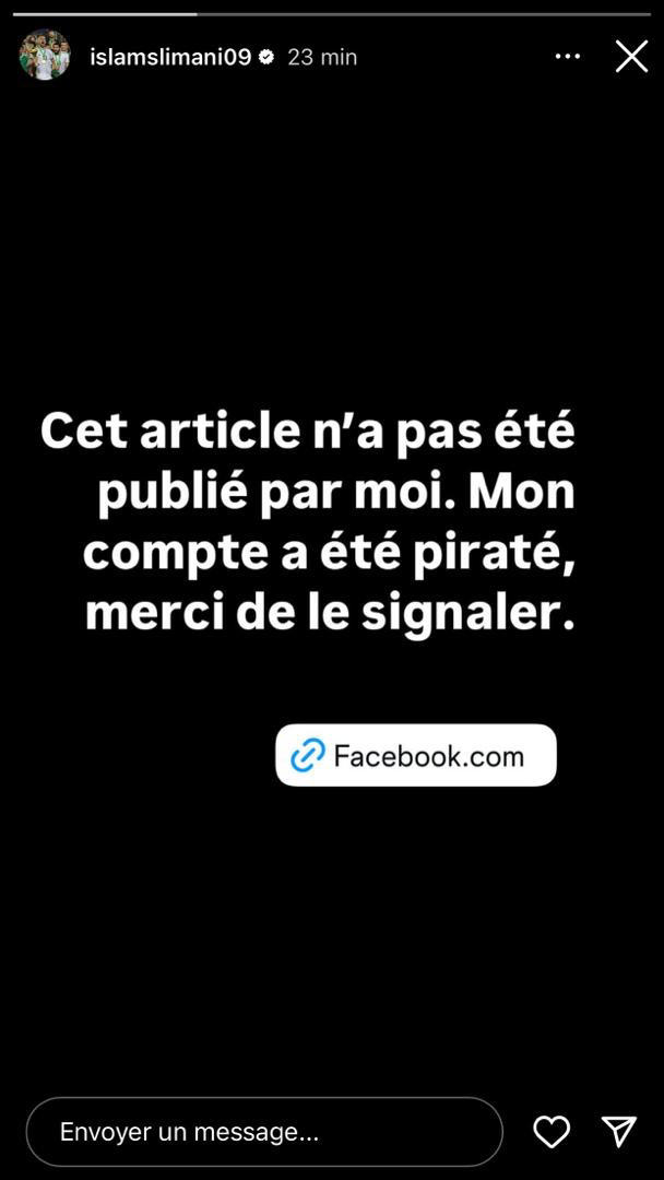 Verts : Slimani victime d’un piratage