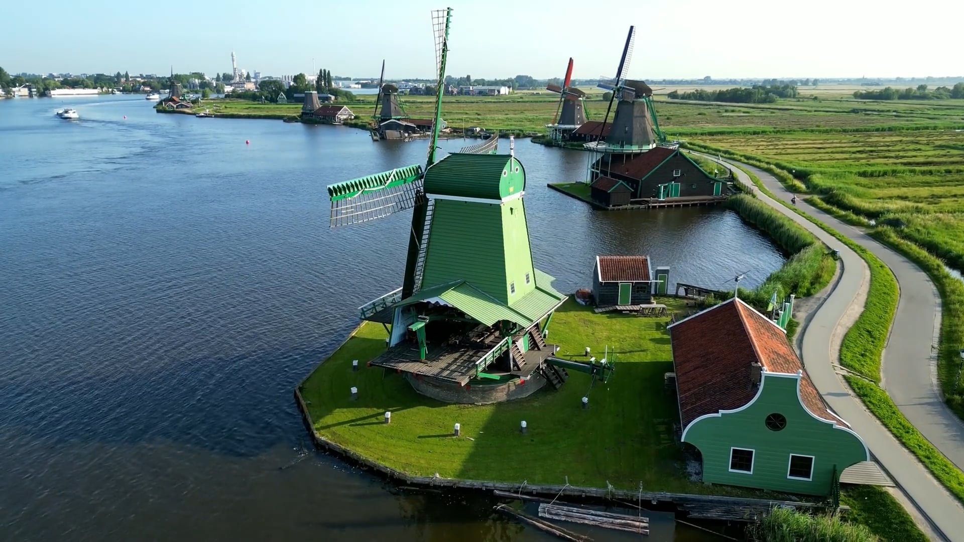 Drone Flight Over Historic Zaanse Schans, Amsterdam