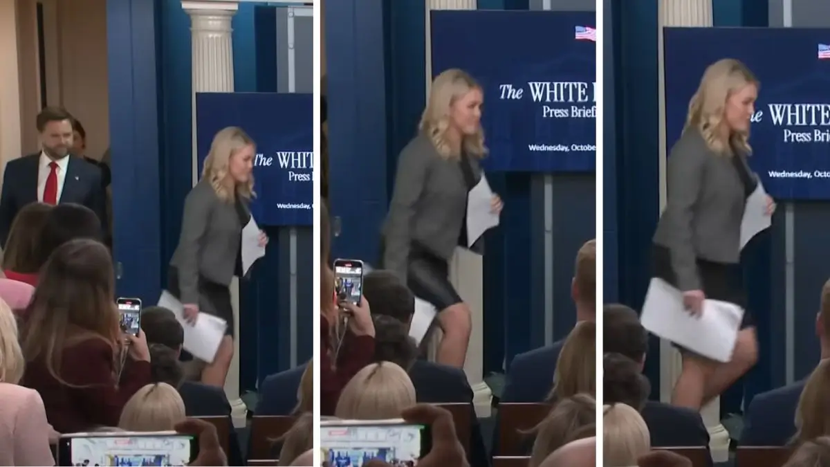 ‘Desperate’: Karoline Leavitt’s Leather Mini Skirt Creeps Up, Steals ...