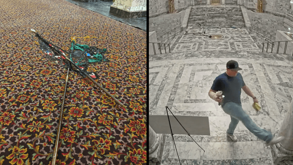 Vandal sets fire inside Washington state Capitol building, causes ...