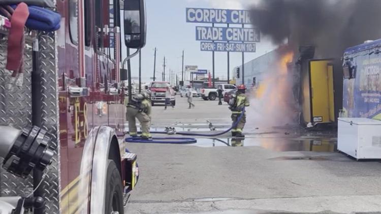 CCFD crews extinguish fire at Elotes El Regio outside of the Trade ...