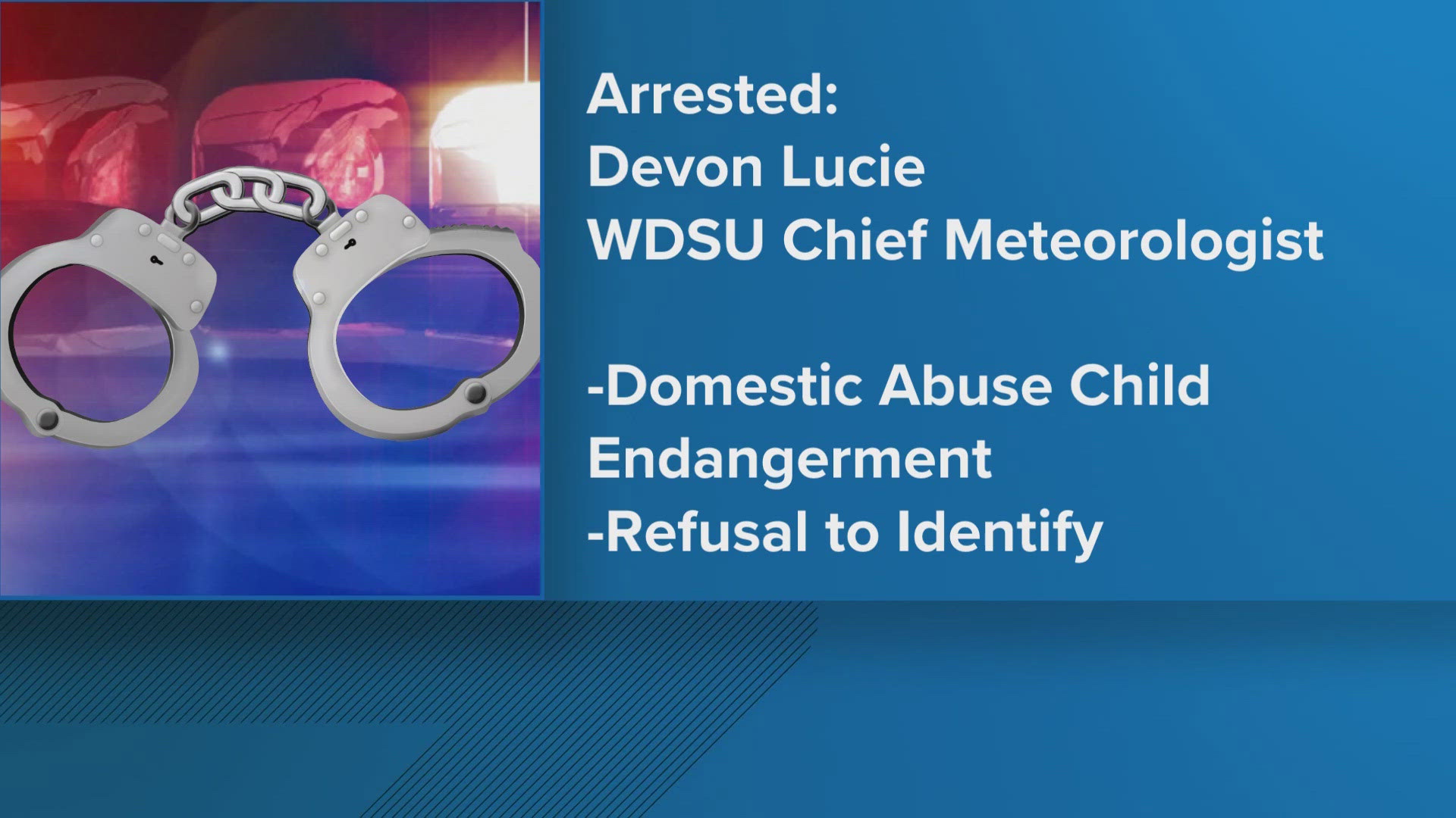 WDSU Chief Meteorologist Devon Lucie arrested on domestic abuse charge ...