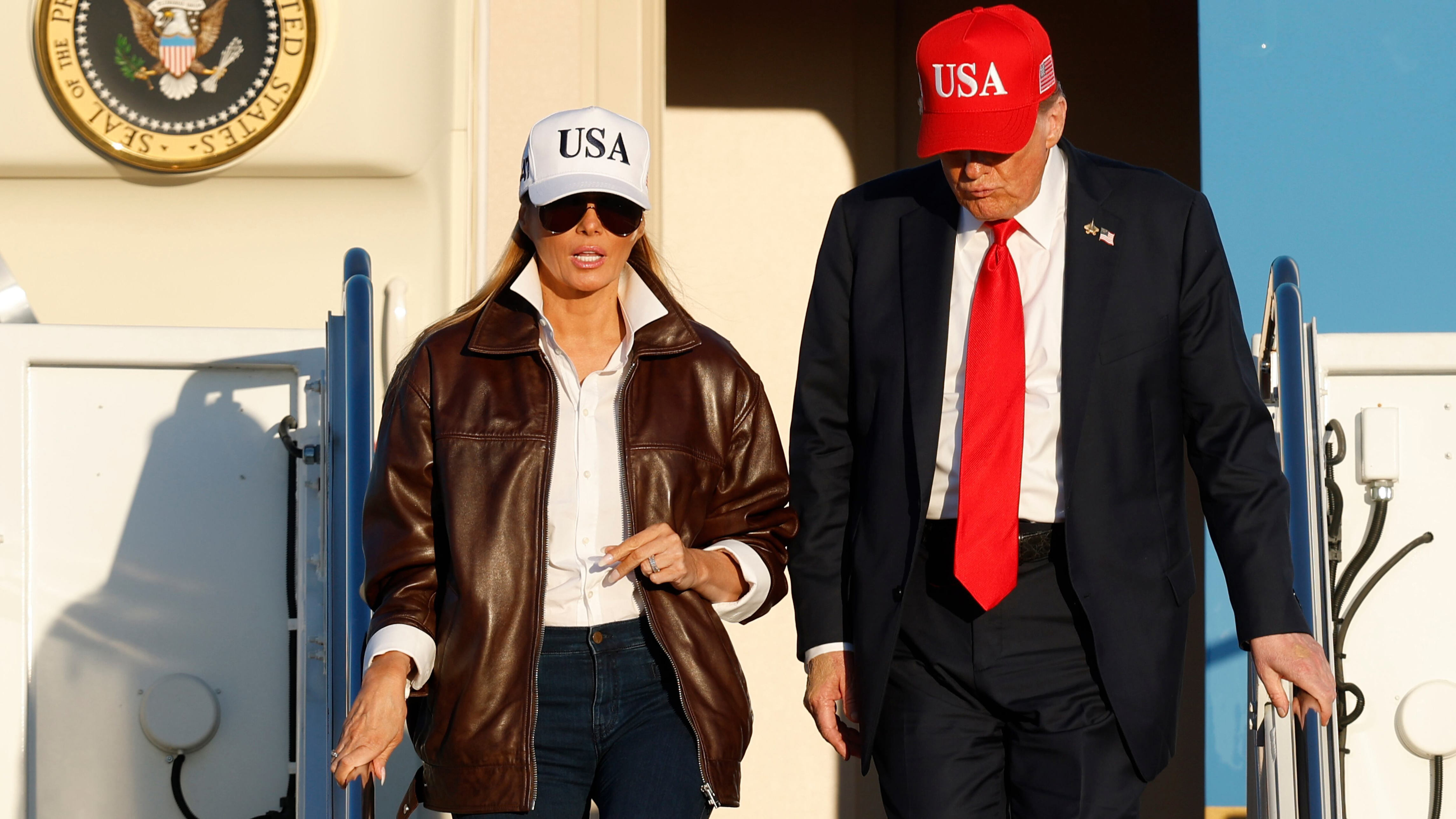 Melania Trump Channels Top Gun Heroine at Navy Base