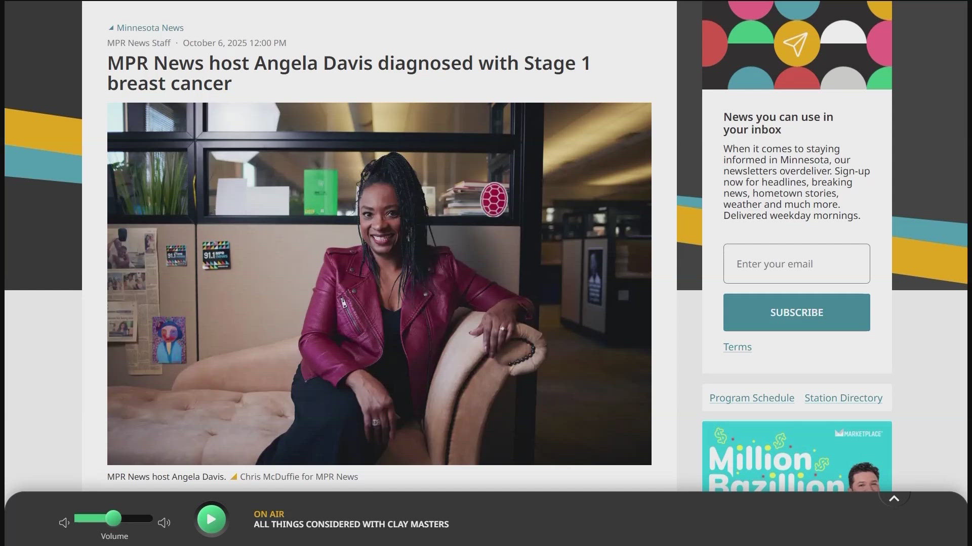 MPR's Angela Davis diagnosed with breast cancer