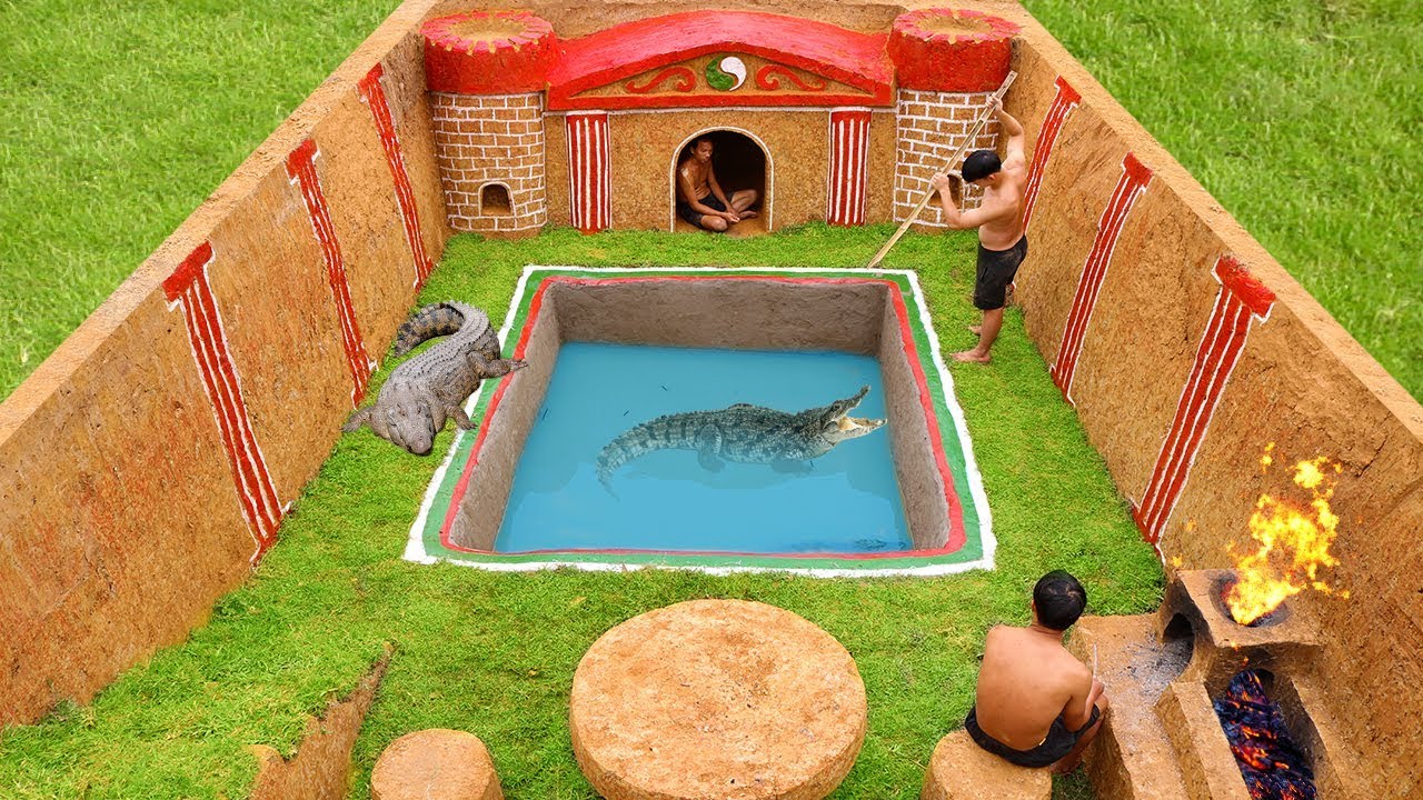 Building The Most Swimming Pool Crocodile Around The Secret Underground ...