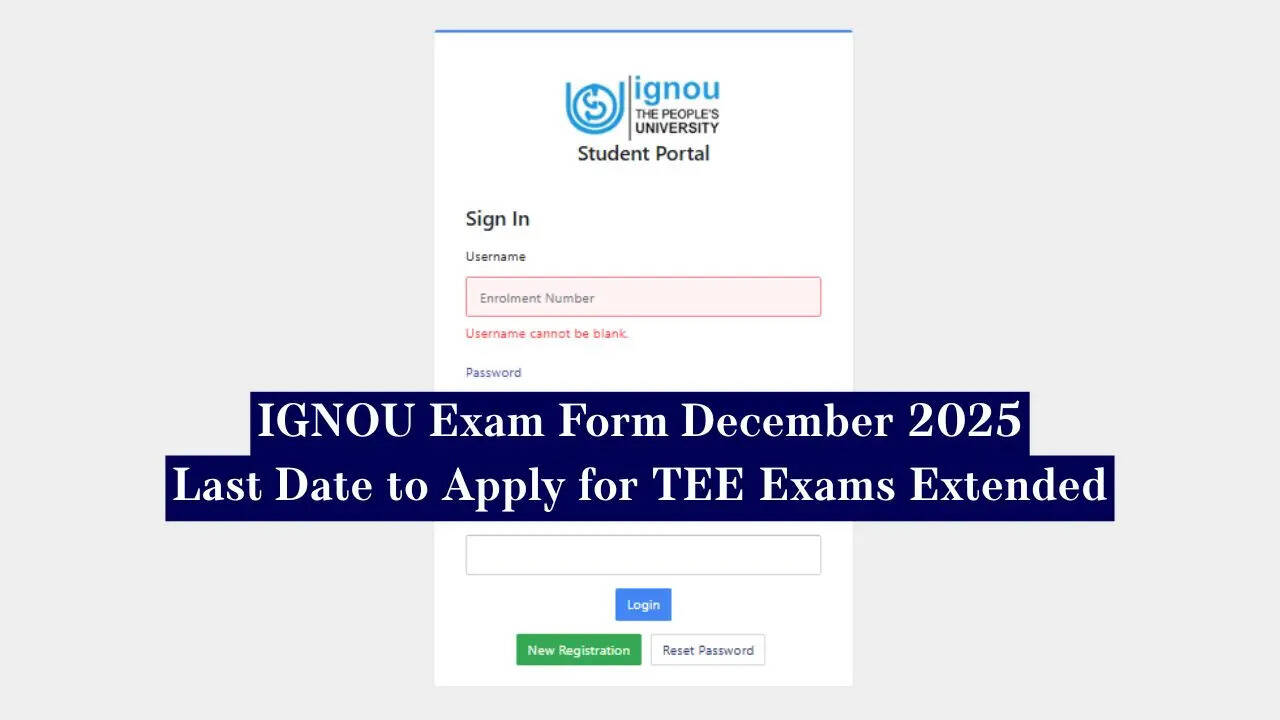 IGNOU Exam Form 2025: Last Date to Apply for December TEE Exams Extended