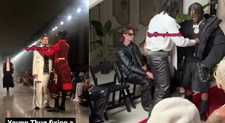 Gunna stops runway to adjust model’s jacket mid-walk at fashion show ...