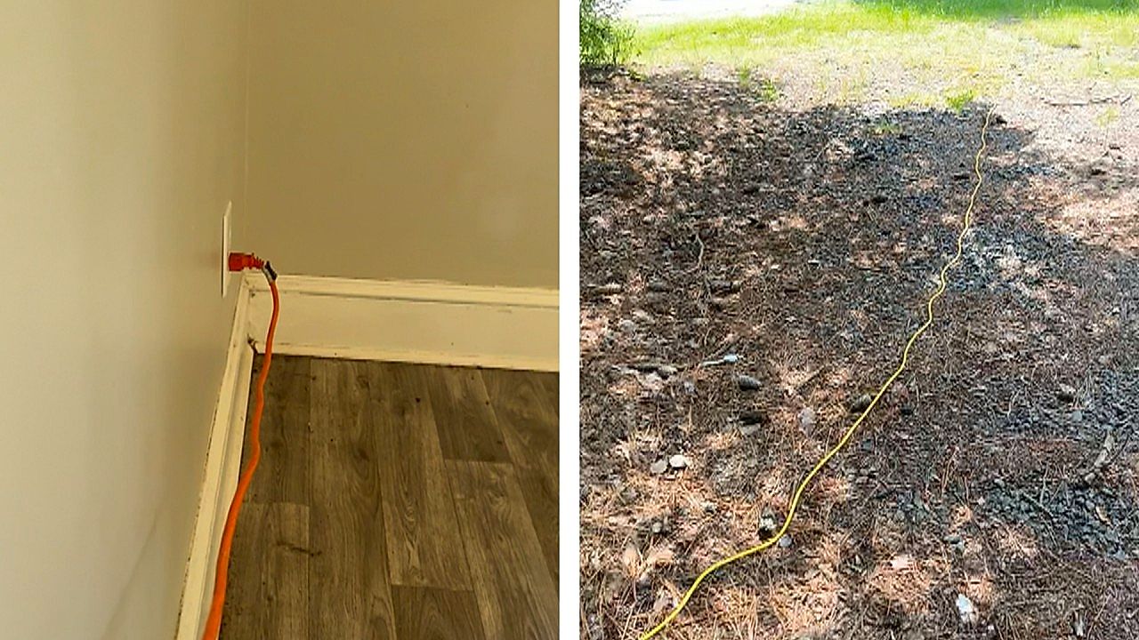 Landlord finds neighbour stealing power with cable across the street
