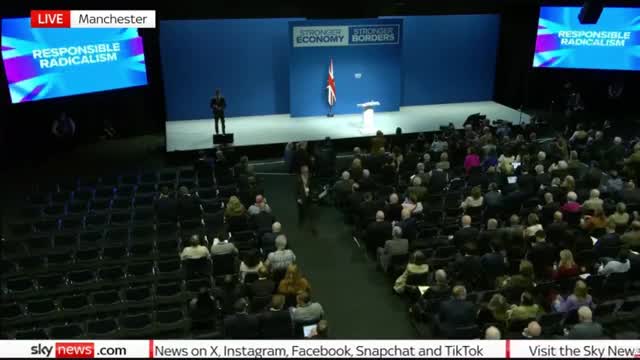 Video shows empty seats during key Conservative party conference speech