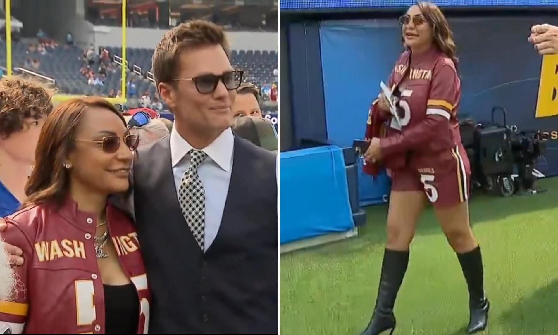 NFL fans go wild over Jayden Daniels' mom as she poses with Tom Brady ...
