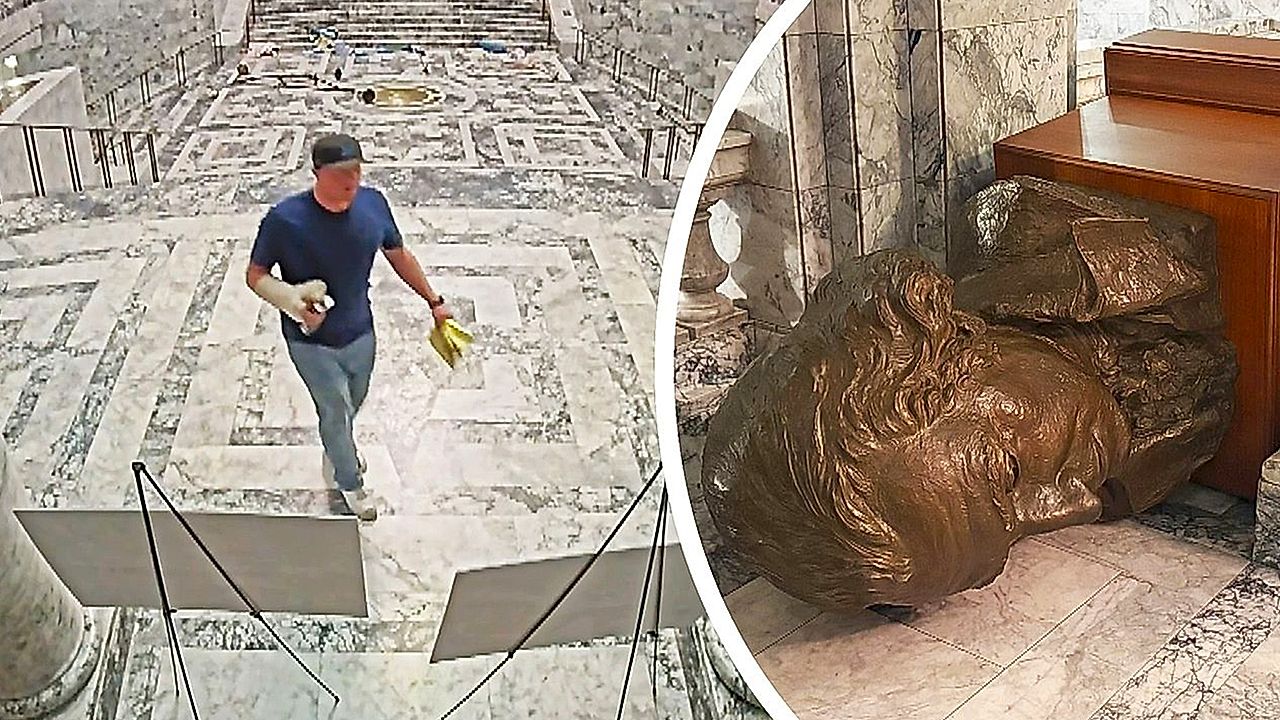 CCTV: Vandal breaks into Washington state Capitol, knocks over busts ...