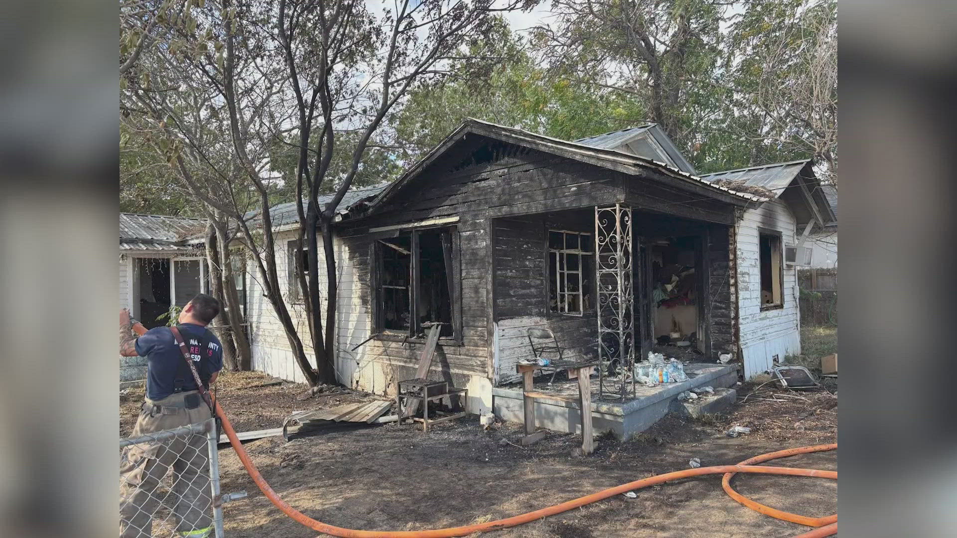 Medina County firefighters rescue two people and a dog from burning home in Devine