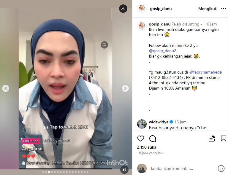 Adik Syahrini Diduga Comot Foto Siomay Milik Chef Devina, Aisyahrani ...