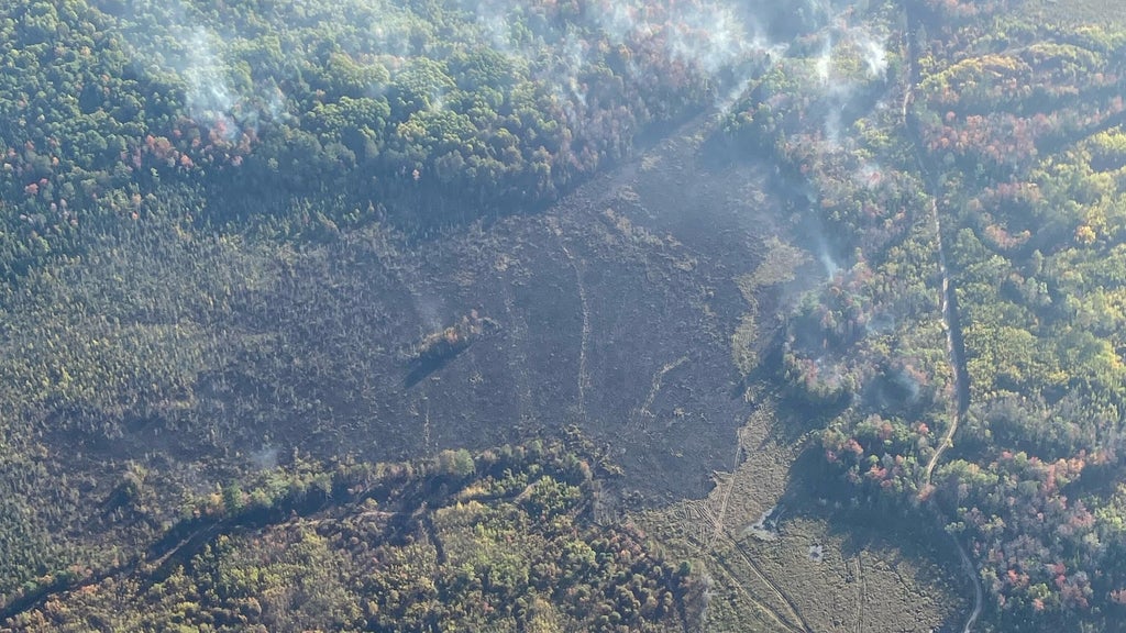 Firefighters working to contain 85-acre wildfire near Houghton Lake in ...