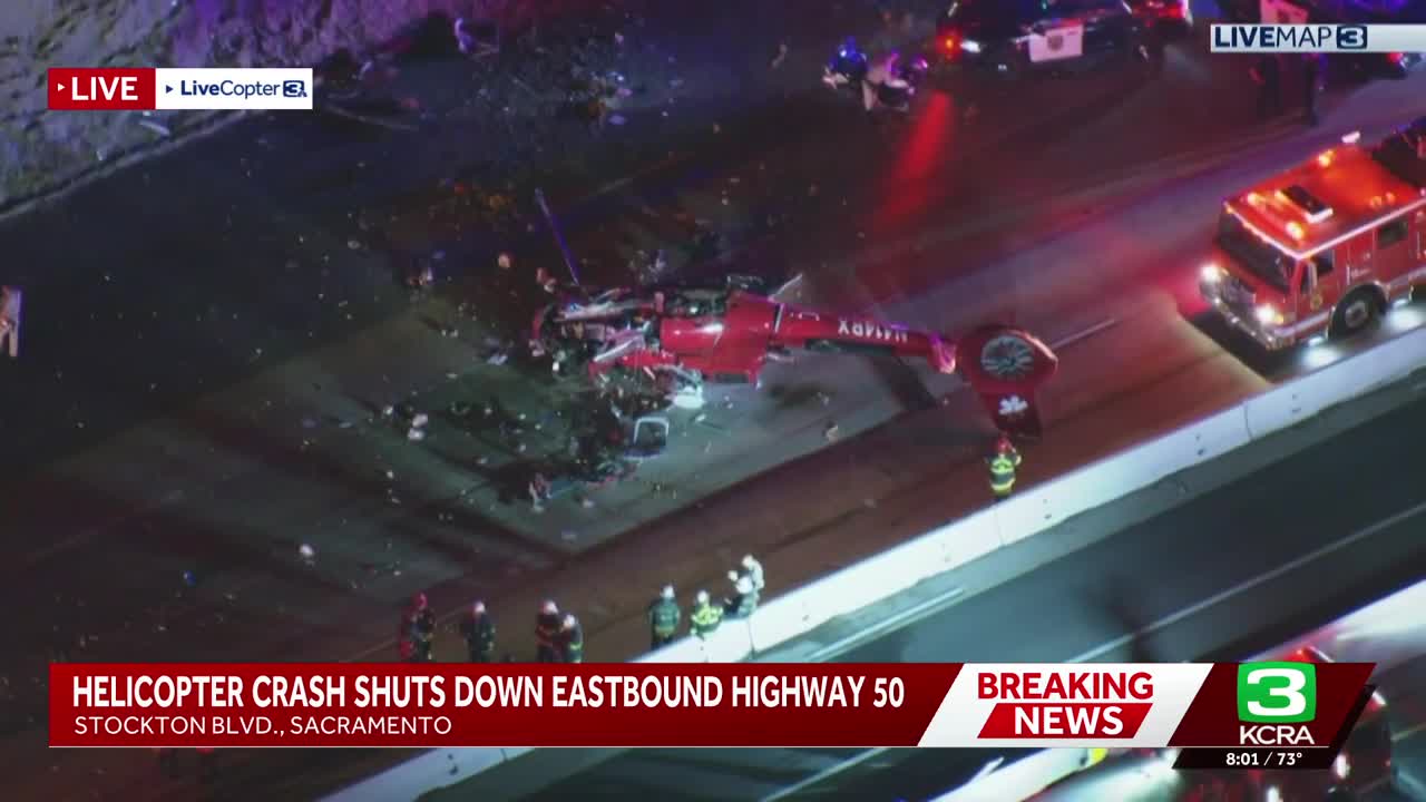 Helicopter crashes on Highway 50