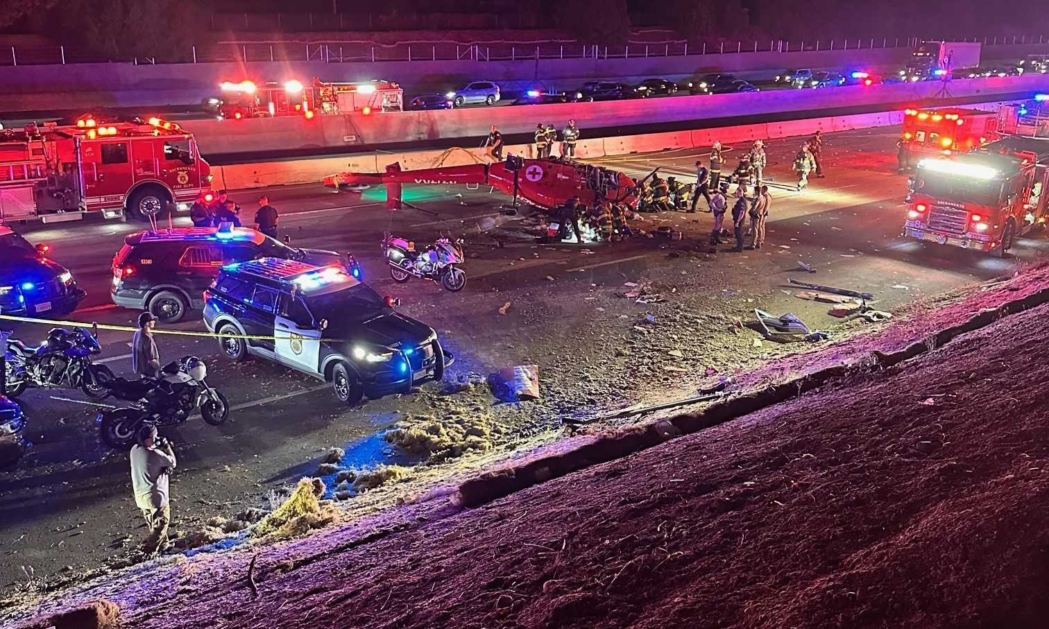 Helicopter crash critically injures 3, shuts down Highway 50 in Sacramento