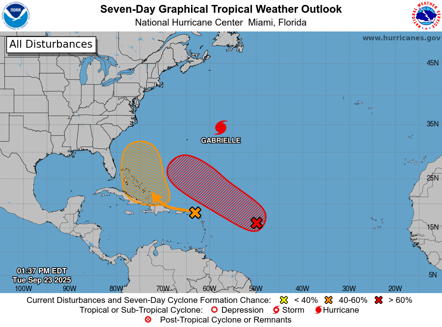 NHC tracking Hurricane Gabrielle, 2 new systems in Atlantic. Any ...