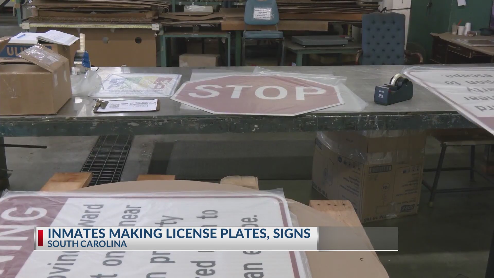 Inmates making license plates and signs in South Carolina