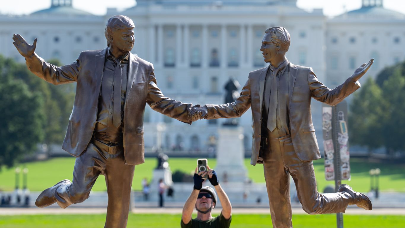 Statue of Trump and Epstein holding hands appears on National Mall
