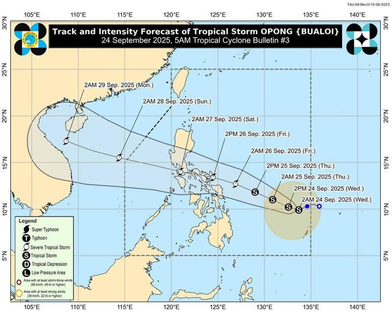 'Opong' now a storm, Signal No. 1 up soon as it nears land