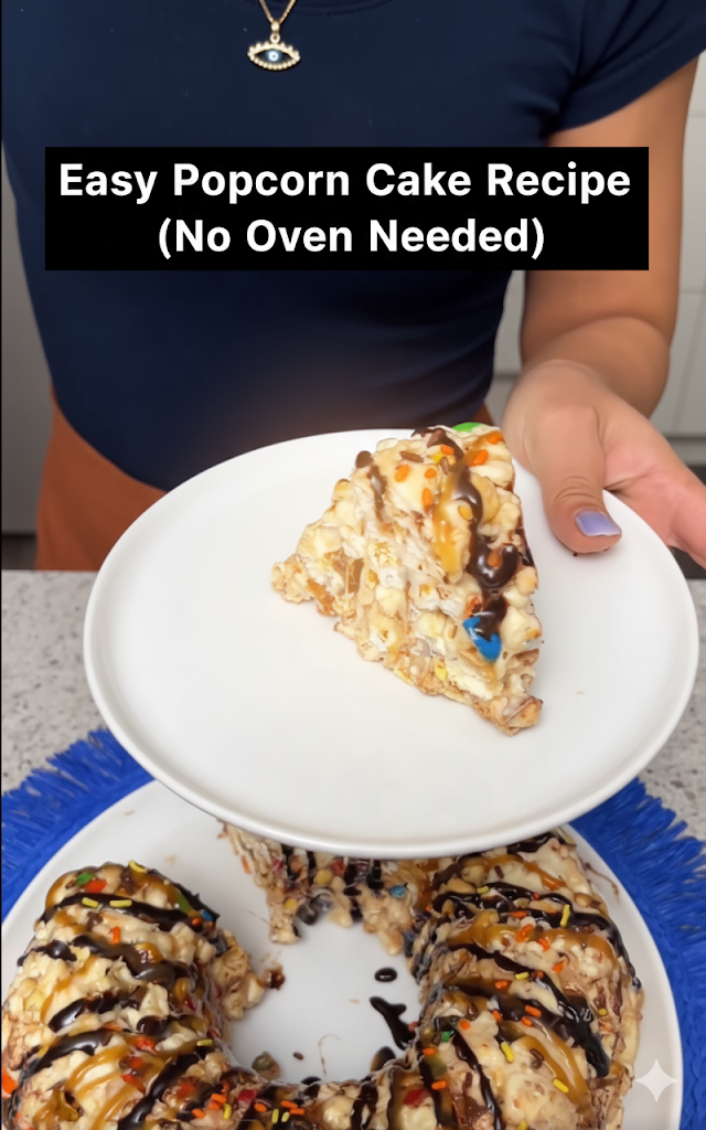 Easy Popcorn Cake Recipe (No Oven Needed)