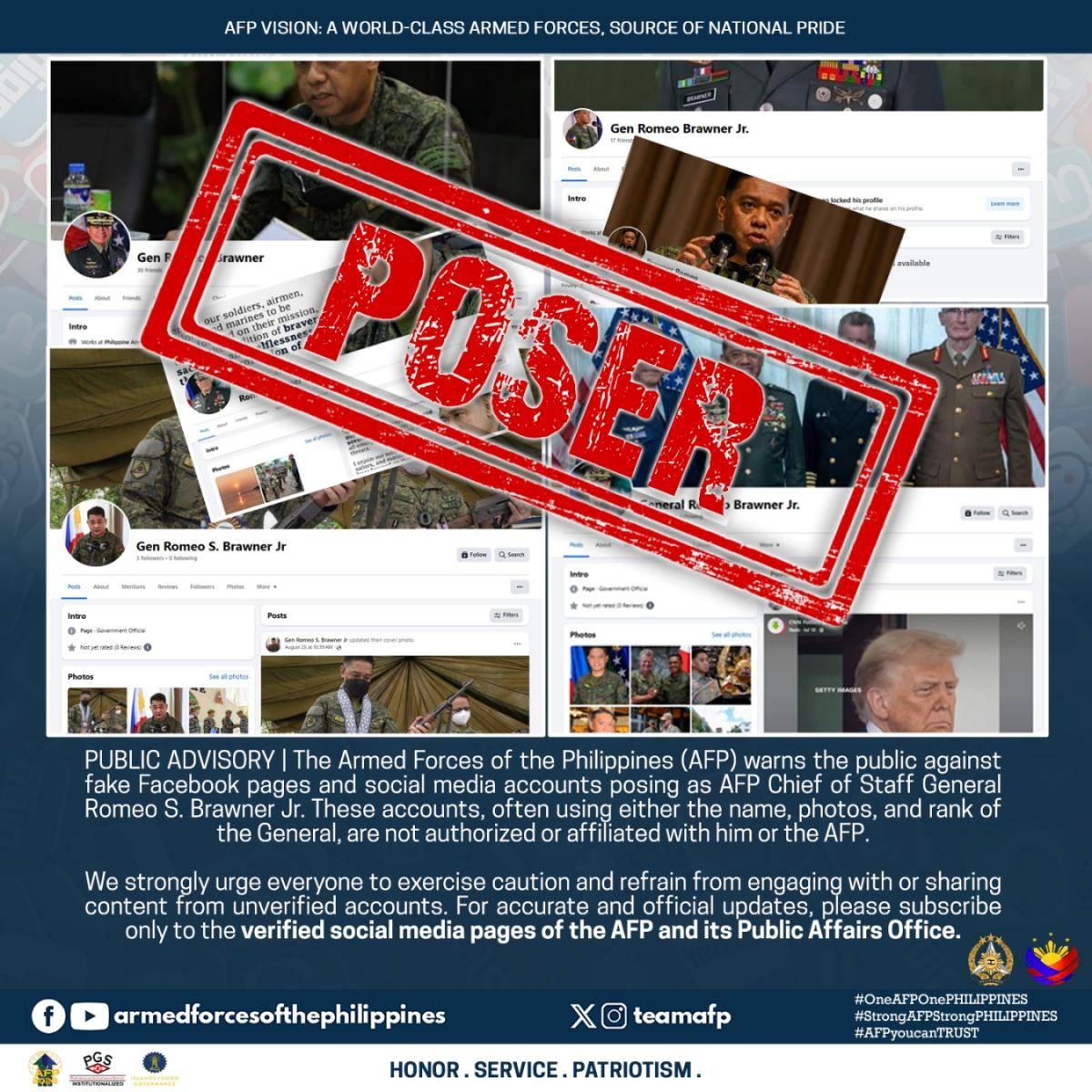 AFP warns against fake social media accounts from chief of staff