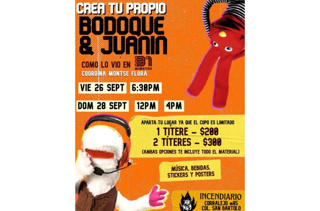 ¿Fan de 31 Minutos? Ve al taller para hacer tu Bodoque y Juanín