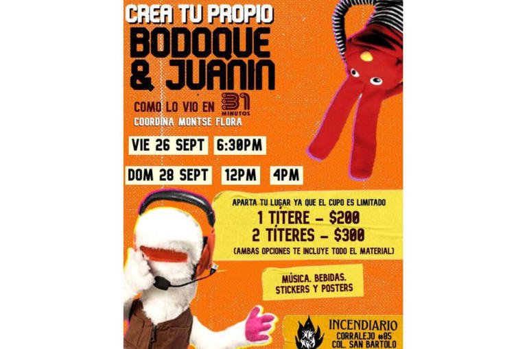¿Fan de 31 Minutos? Ve al taller para hacer tu Bodoque y Juanín