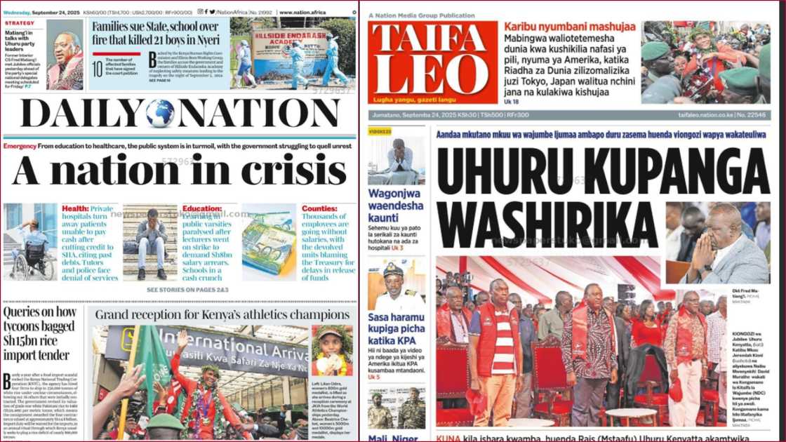 Kenyan newspapers, September 24: Uhuru Kenyatta likely to hand over ...